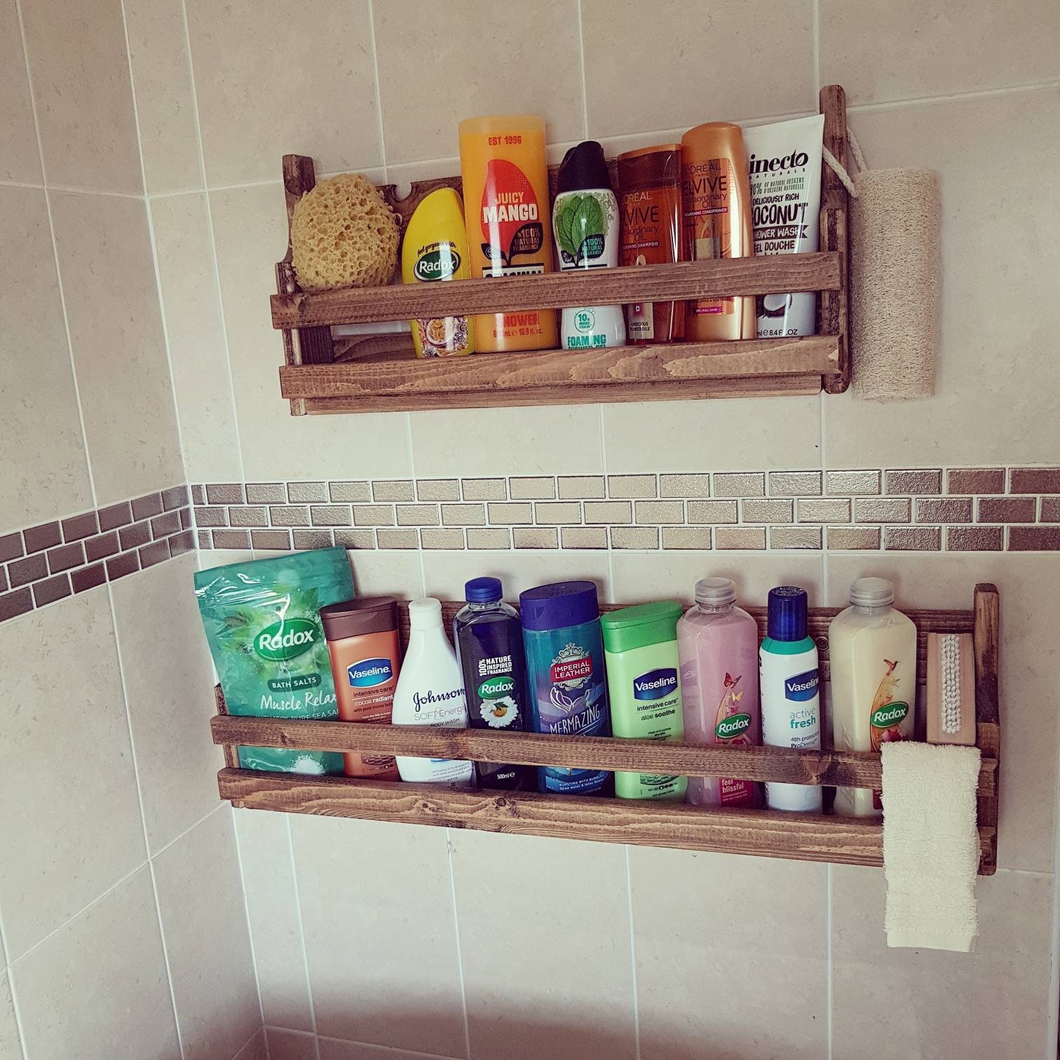 Wall Mounted Handmade Bathroom Storage Rack Reclaimed Pallet | Etsy UK