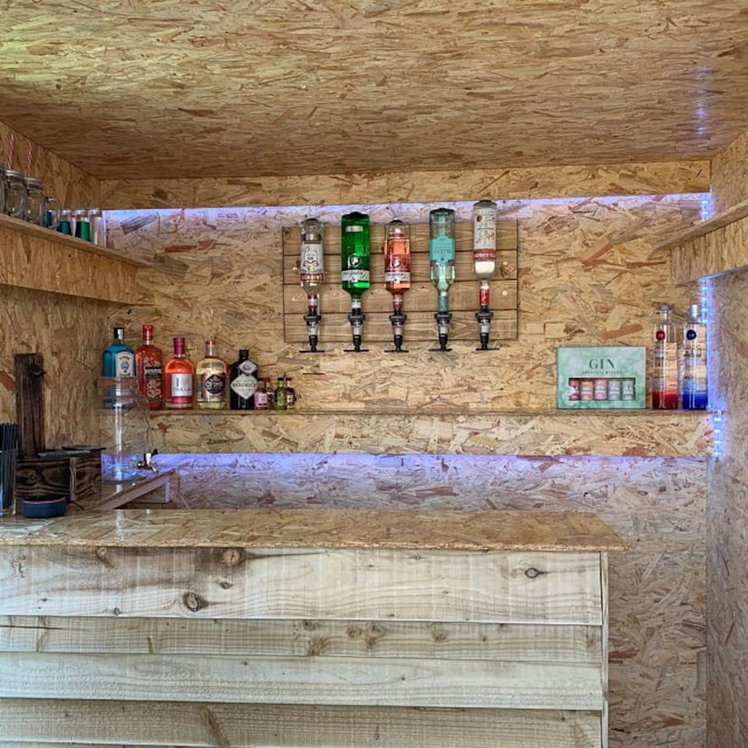 Home Optics Wall Bar Rustic Reclaimed Wood for Spirits Display and ...