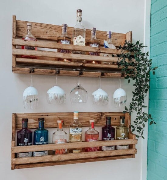 Handmade Bespoke Reclaimed Wooden Gin Rack and Floating Bottle | Etsy