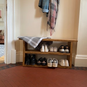 Bespoke Solid Rustic Shoe Bench| Farmhouse Shoe Rack| Handmade Rustic ...