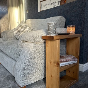 Rustic Wooden Slimline Sofa Side Table With Storage - Etsy UK