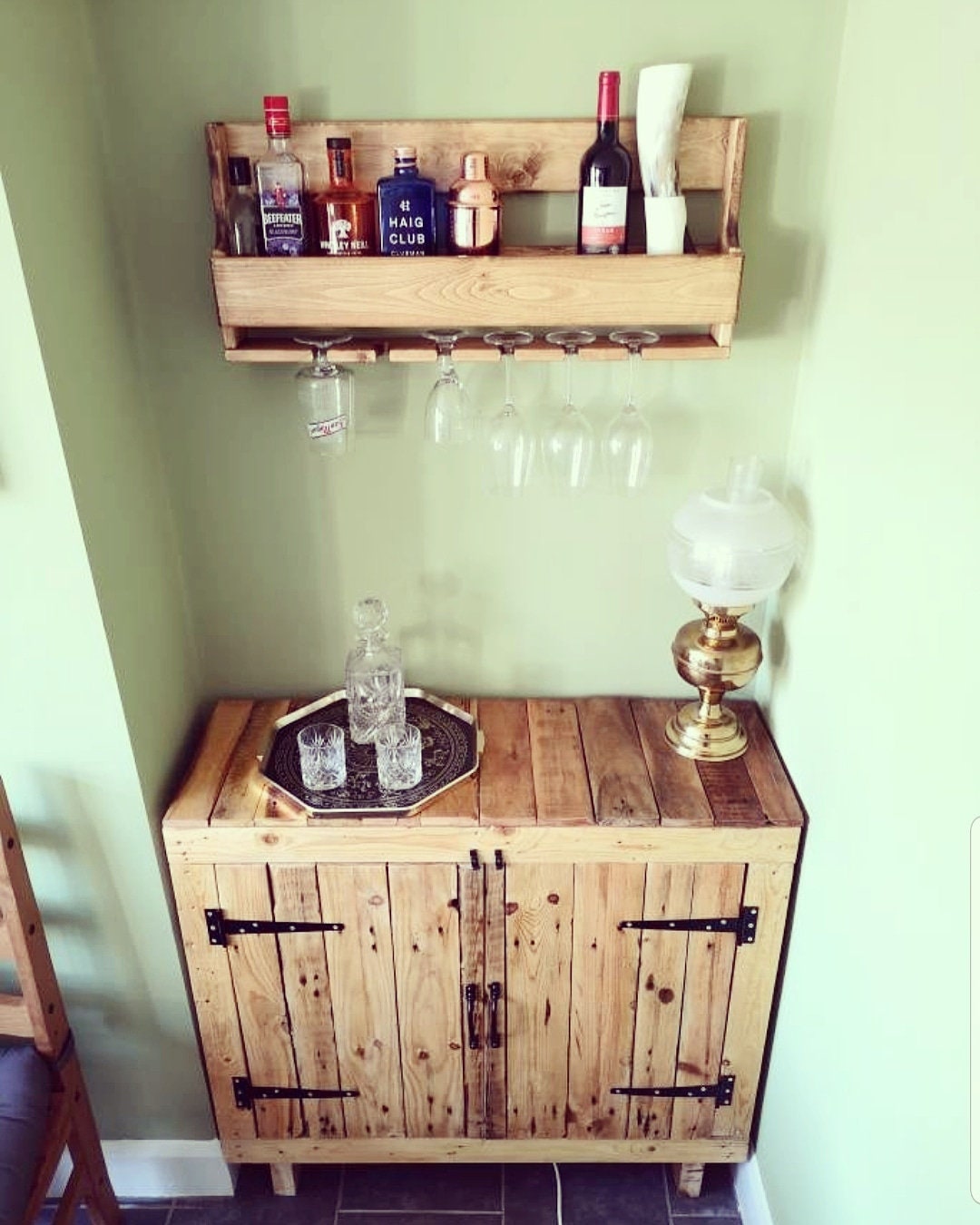 Drinks Rack Home Bar Cocktail Cabinet Rustic Wall Mounted - Etsy UK