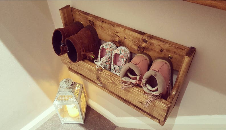 Handmade Upcycled Rustic Wooden Shoe Rack Set Medium and Large - Etsy UK
