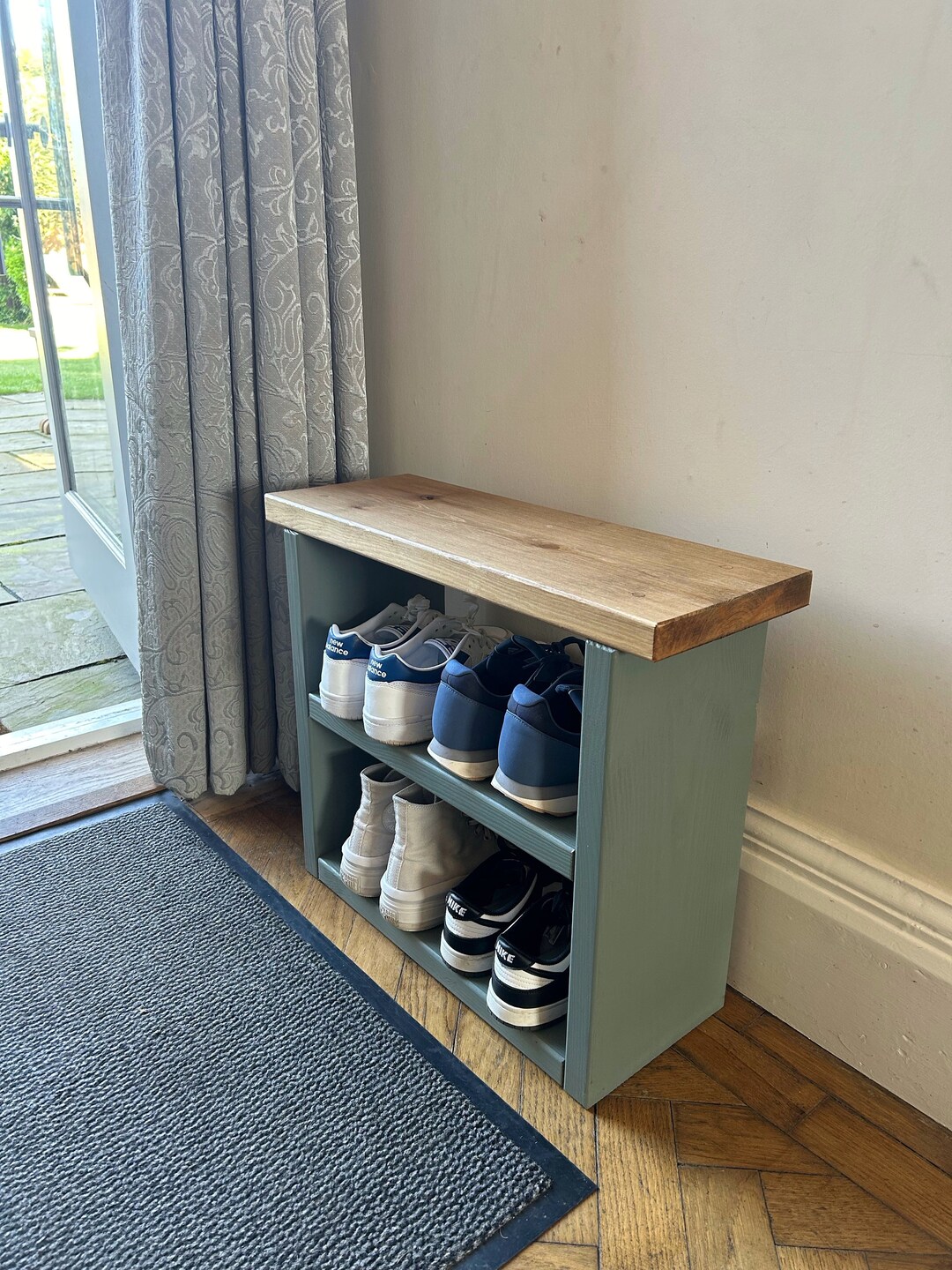 Willow Green Shoe Rack 3 Tier - Entryway Shoe Shelf - Shoe Organizer ...