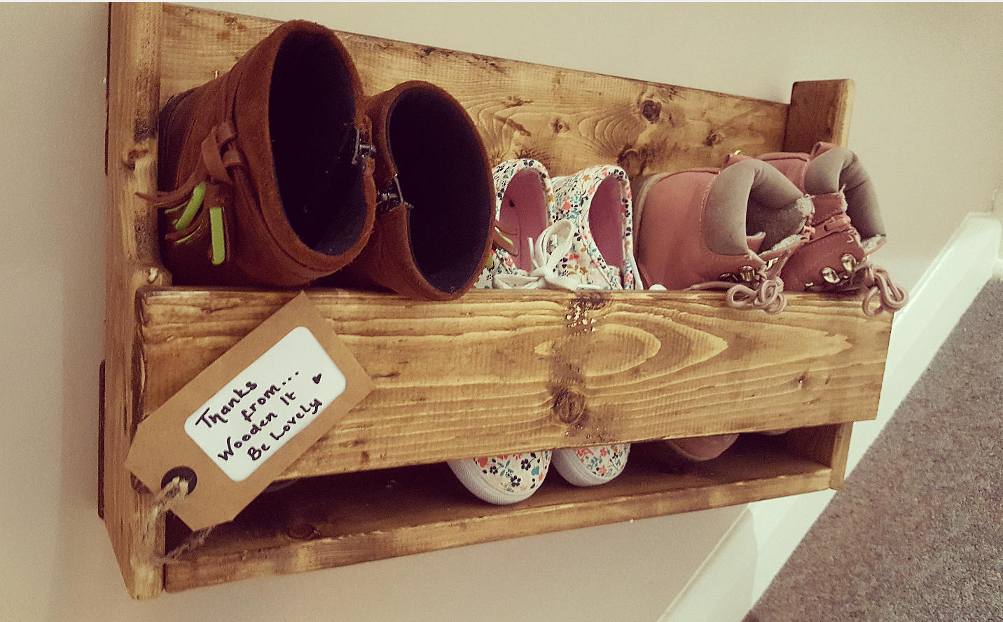 Handmade Upcycled Rustic Wooden Shoe Rack Set Medium and Large - Etsy UK