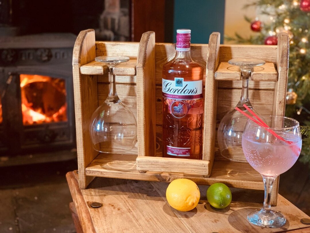 Reclaimed Wooden Gin Rack: Couples Spirit Shelf, Rustic Home Bar - Etsy UK