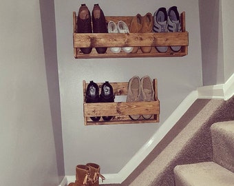 Set of Medium and Large Shoe Racks Handmade Upcycled Rustic | Etsy