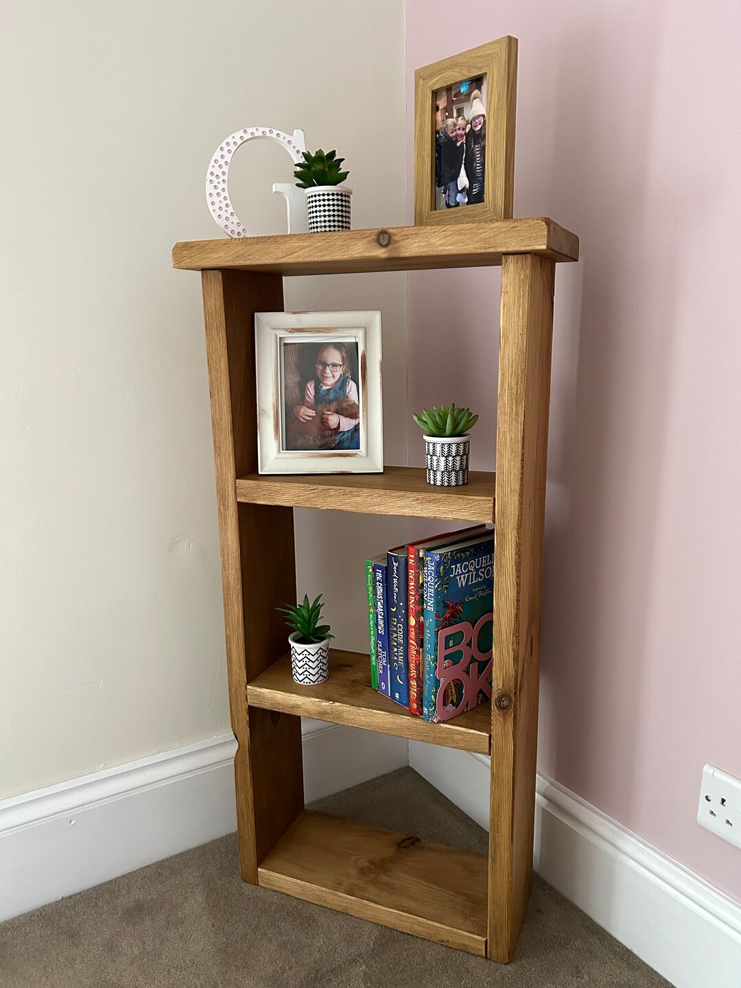 Rustic Solid Wood, Small Bookcase, Handmade Display Furniture, Country ...