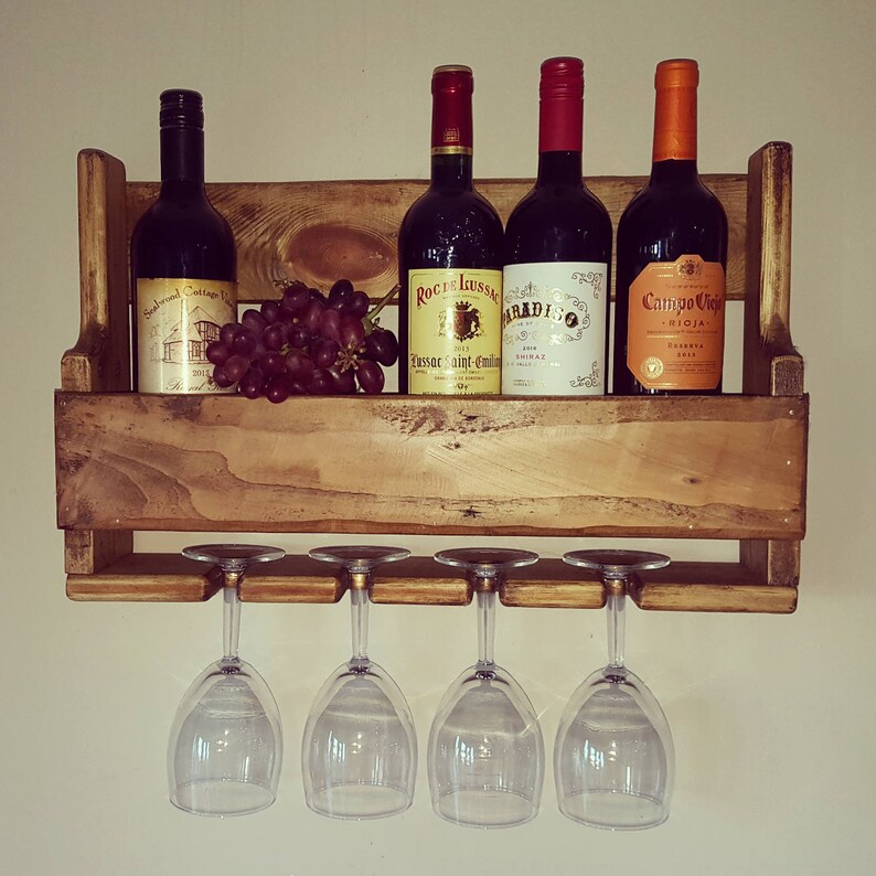 A beautiful unique small dark pallet handmade wooden wine rack | Etsy