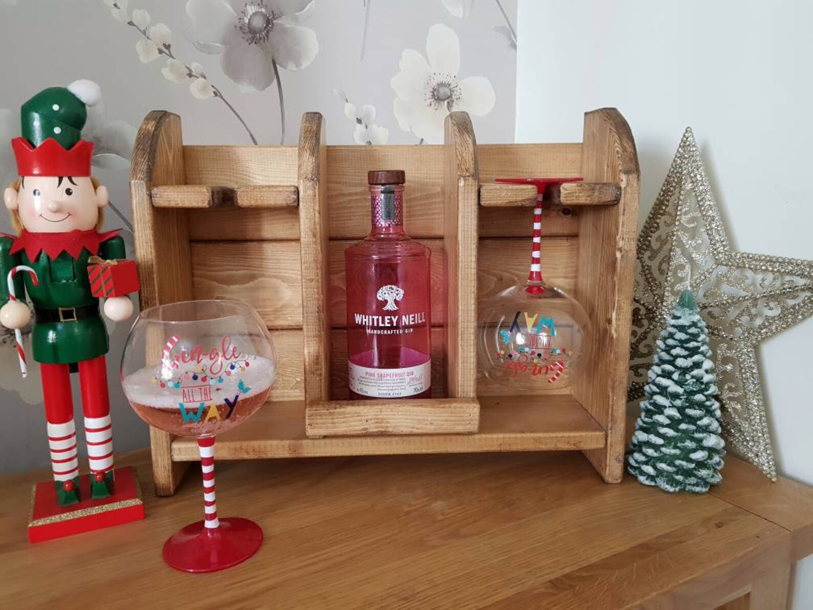 Gin and Tonic Reclaimed Wooden spirit shelf glass and bottle | Etsy