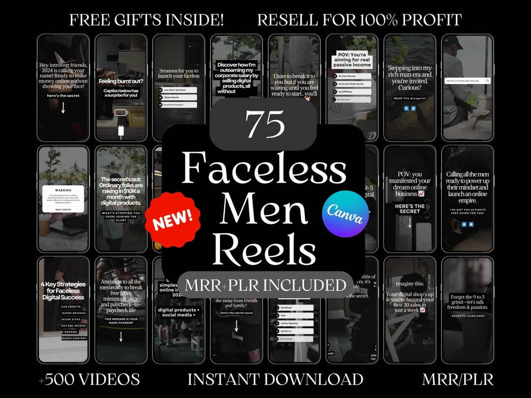 500 Faceless Men Reels Dark Aesthetic With Done for You Content ...