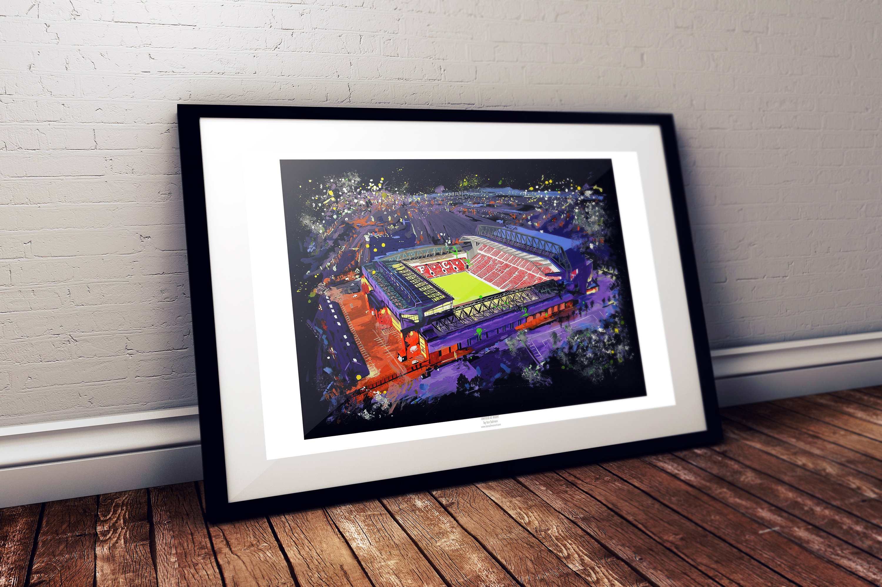 Anfield at Night - Limited Edition Print, Anfield Stadium Print ...