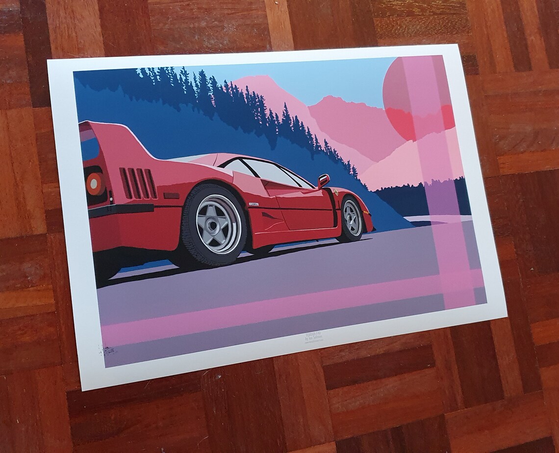 Ferrari F40 - Limited Edition Print. Ferrari F40 Print, Ferrari F40 ...