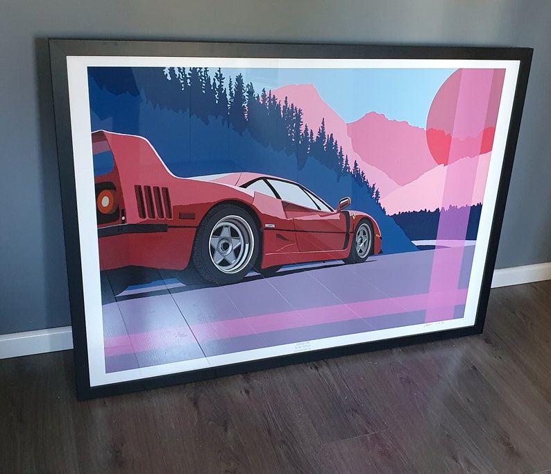 Ferrari F40 - Limited Edition Print. Ferrari F40 Print, Ferrari F40 ...