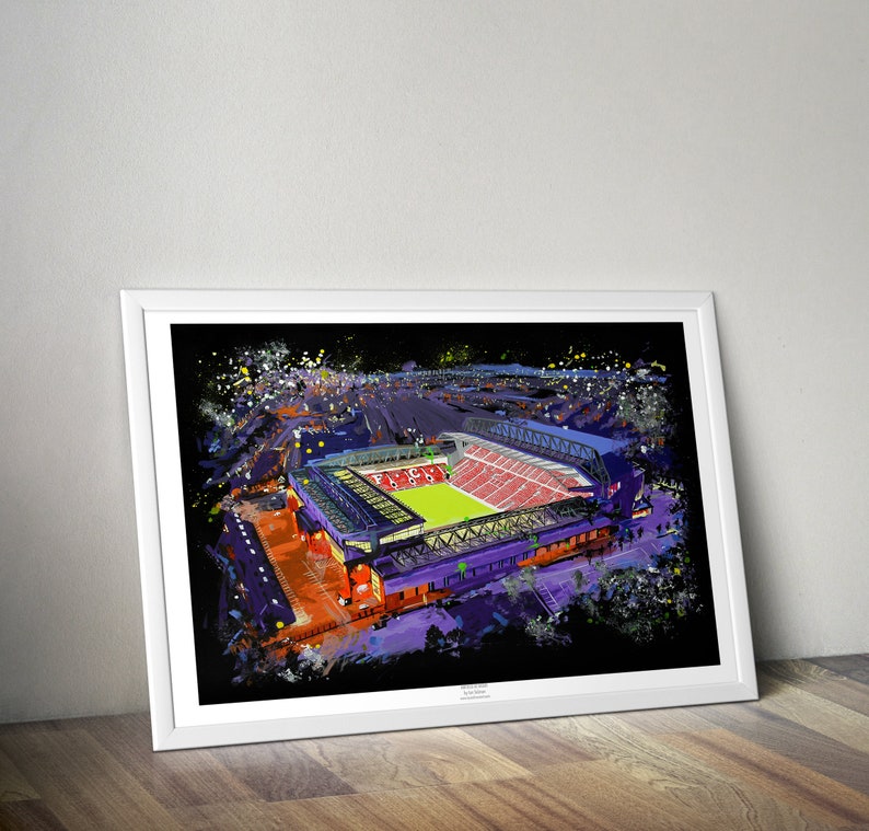 Anfield at Night - Limited Edition Print. Anfield Stadium Print ...