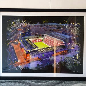 Anfield at Night - Limited Edition Print, Anfield Stadium Print ...