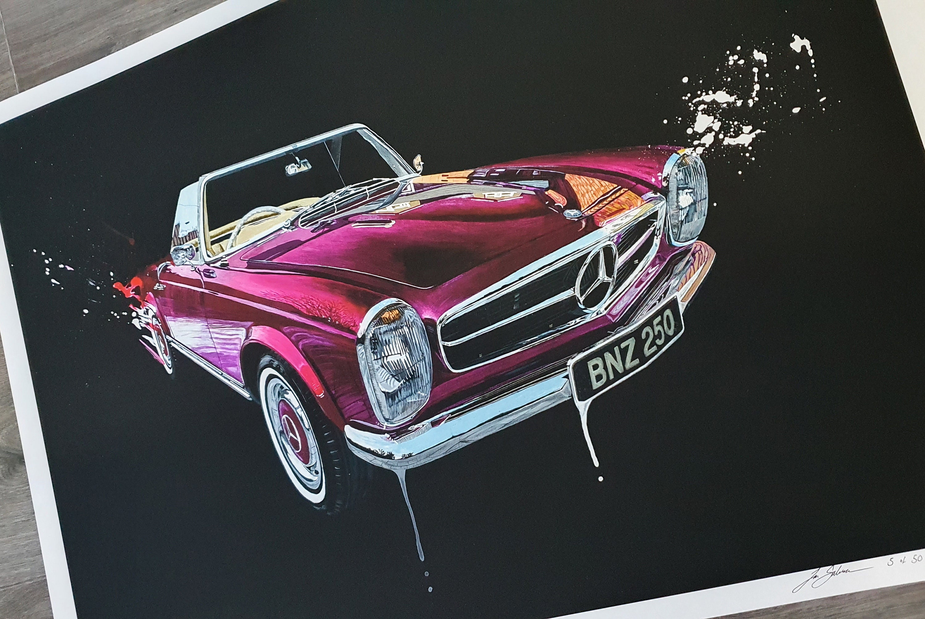 Mercedes 250SL Limited Edition Print. Mercedes Art Mercedes | Etsy