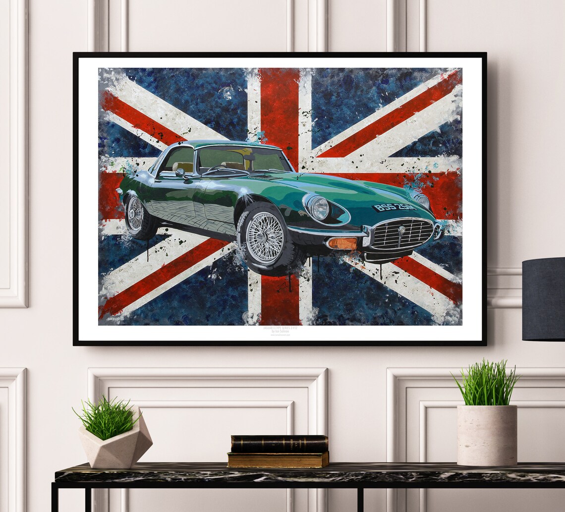 Jaguar E-type Series 3 V12 - Limited Edition Print. Jaguar Car Wall Art ...