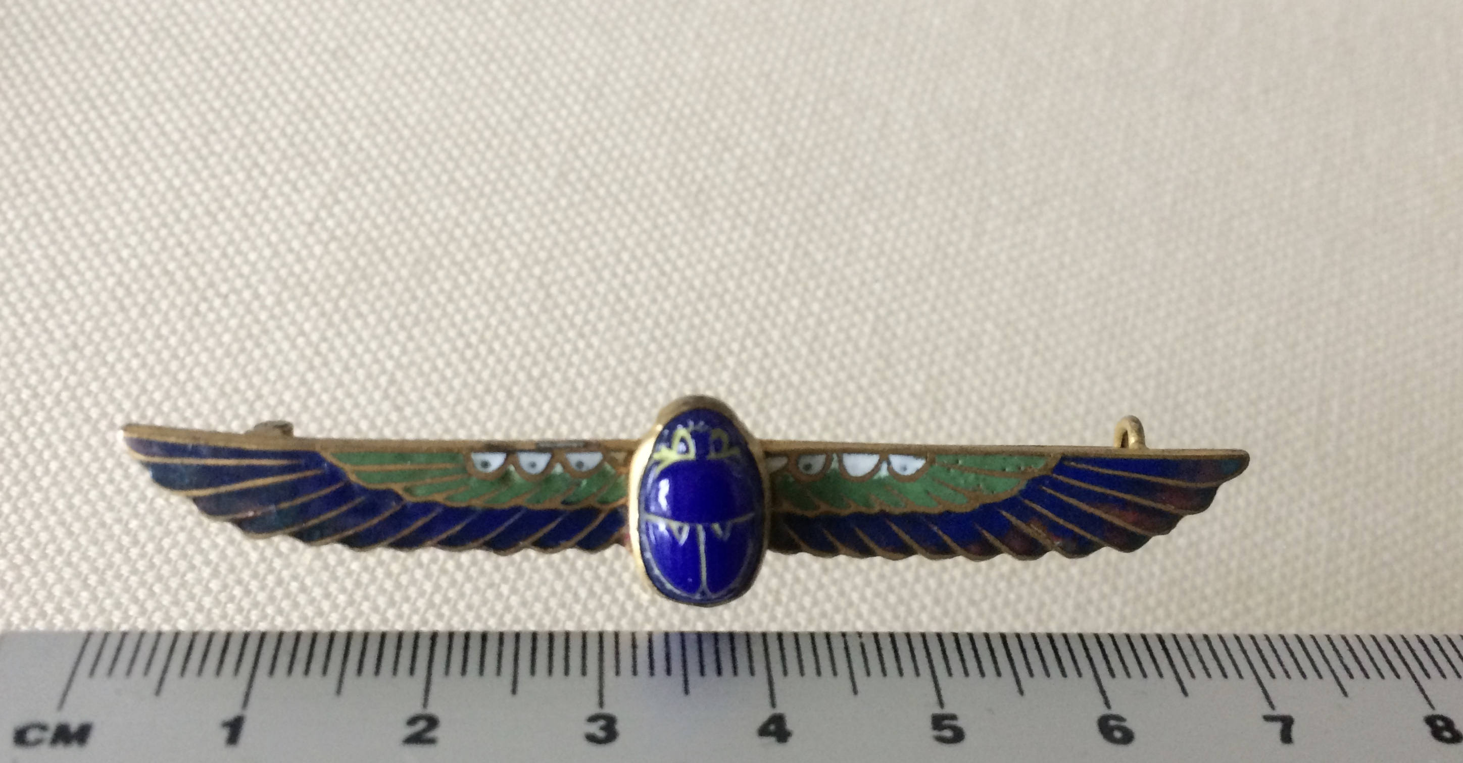 Egyptian Revival Vintage Scarab Brooch Pin 1920's. Enamel. Handmade ...