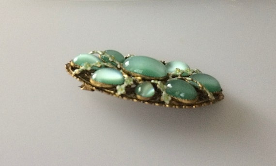 Neiger Bros Czech Cats Eye Pin Brooch. 1930-40's Czec… - Gem