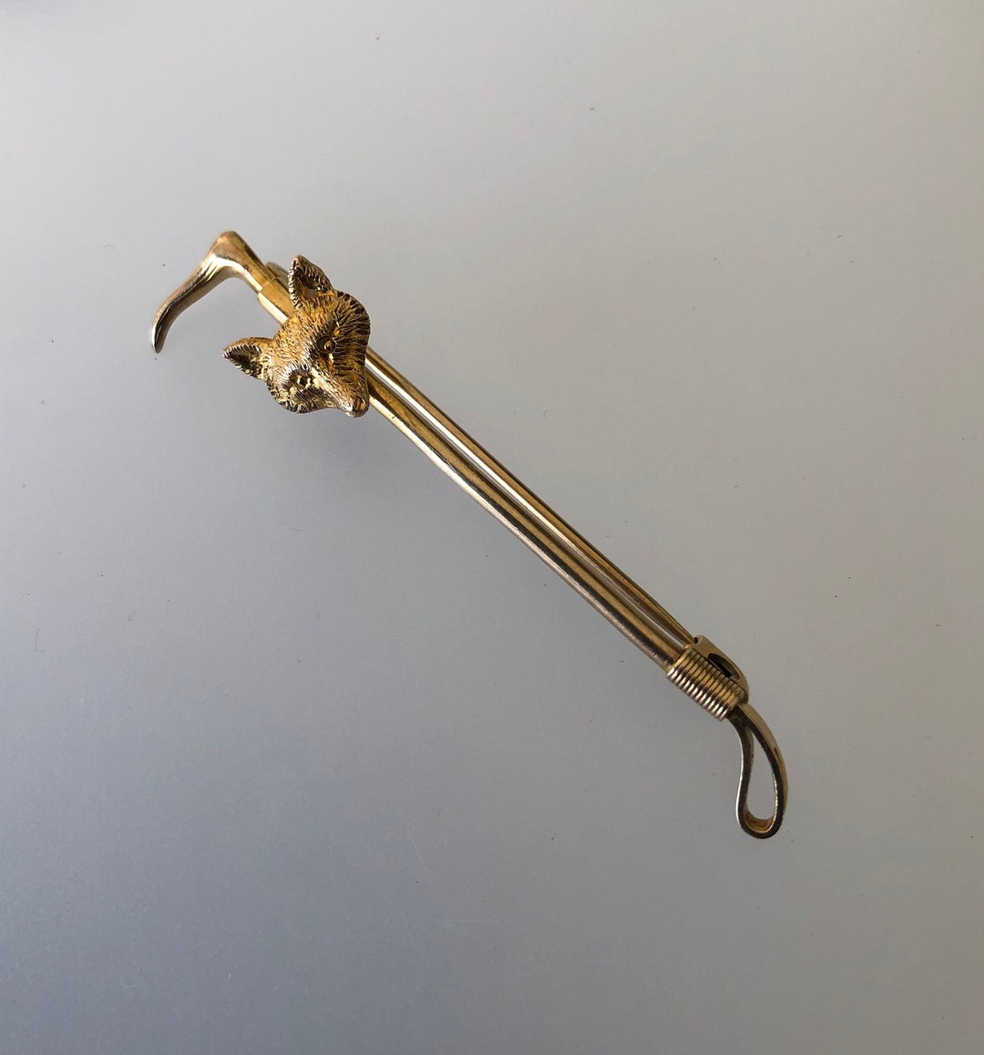9ct Gold Fox Hunting Pin. 9ct Gold Whip and Fox Tie Pin. Equestrian ...