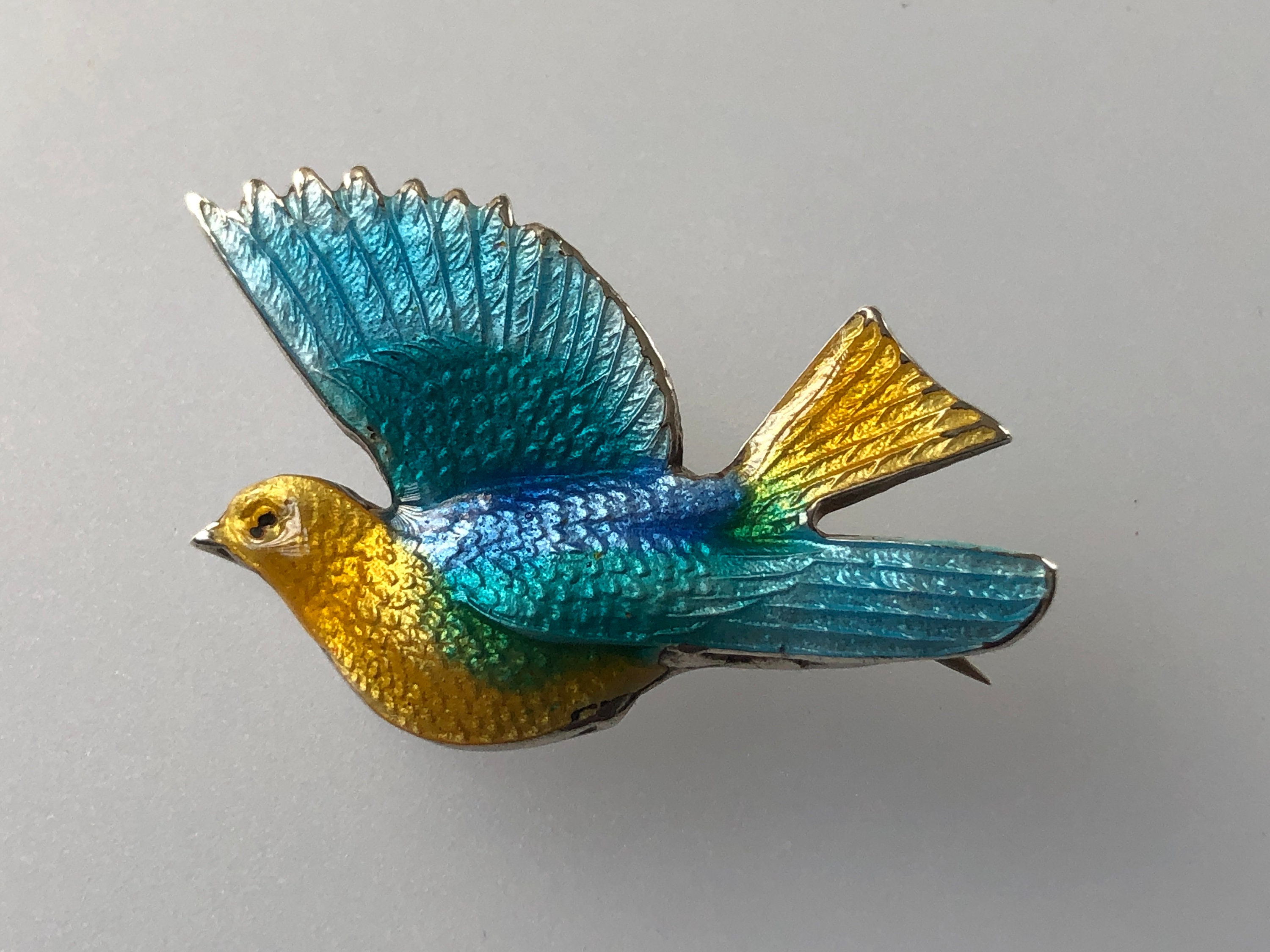 Vintage Silver Enamel Bird Pin. Vintage Enamel Bird Brooch. 1930-40's ...