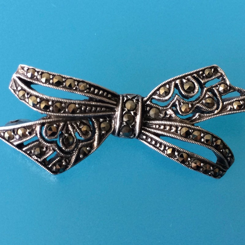 Marcasite Bow Brooch - Etsy