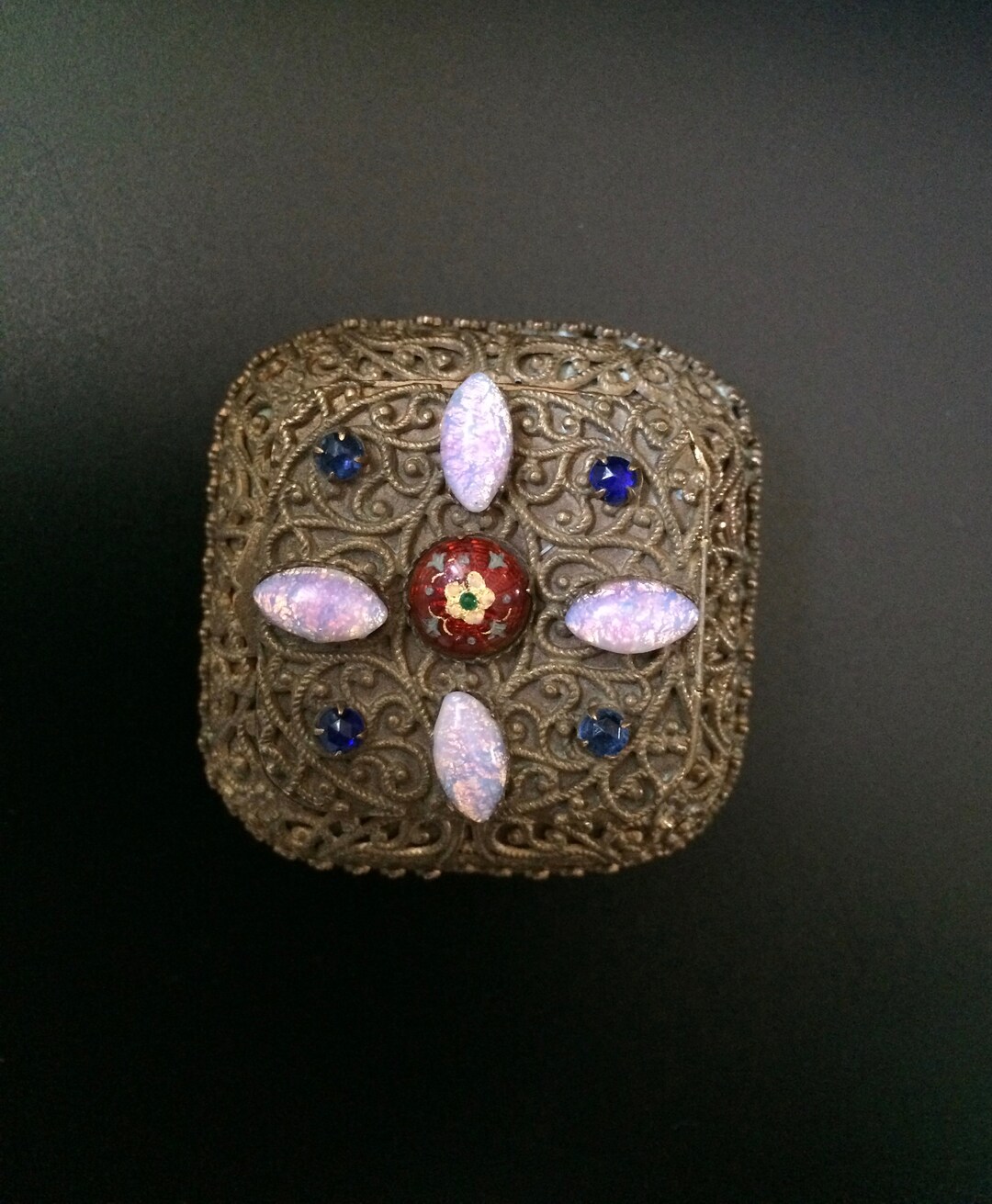 Antique Austro Hungarian/czech (c)1920's Gilded Wire-work Trinket Box ...