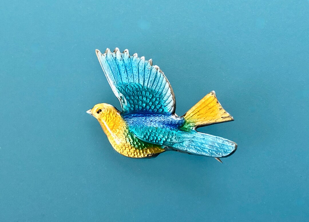 Vintage Silver Enamel Bird Pin. Vintage Enamel Bird Brooch. 1930-40's ...