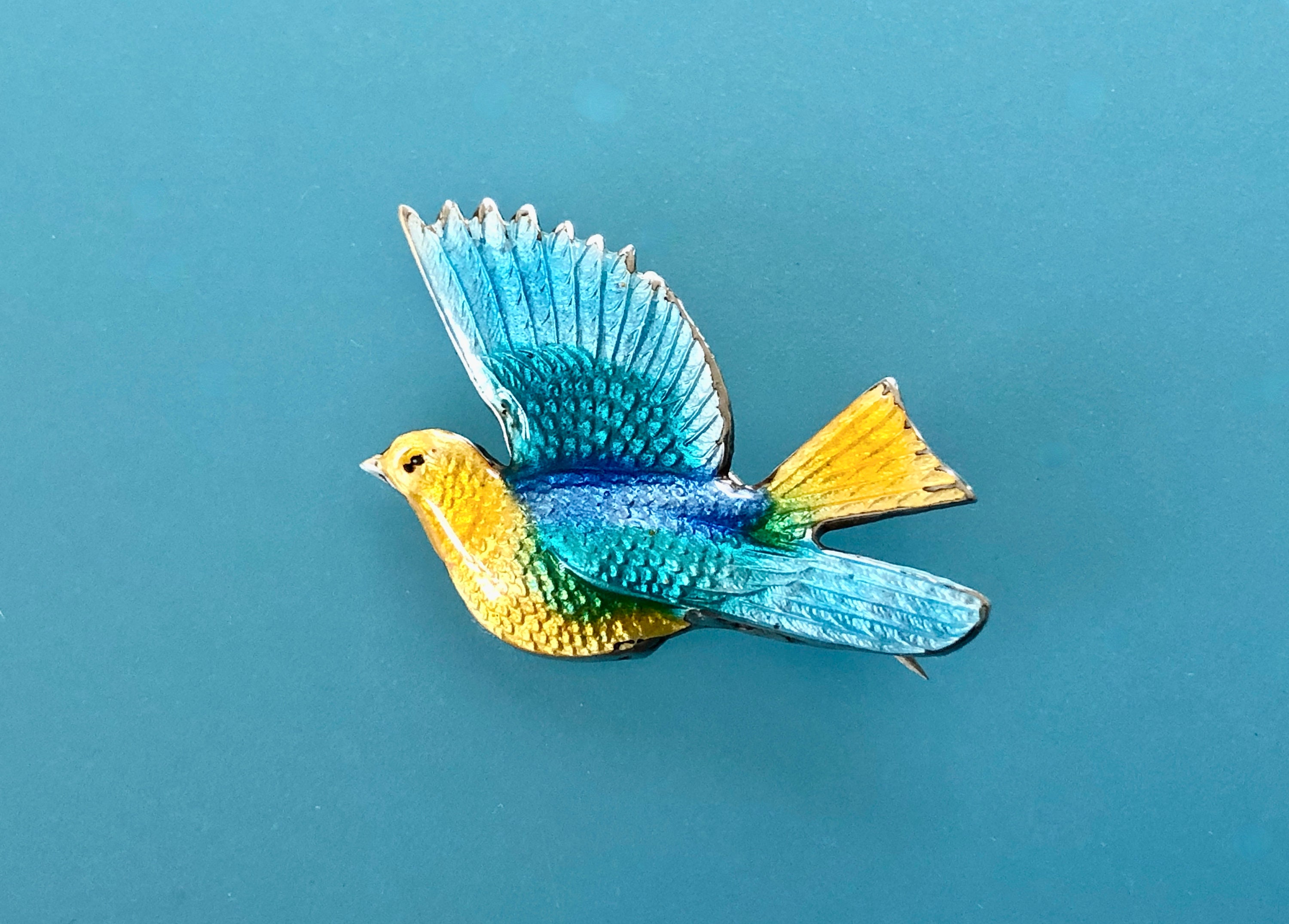Vintage Silver Enamel Bird Pin. Vintage Enamel Bird Brooch. 1930-40's ...