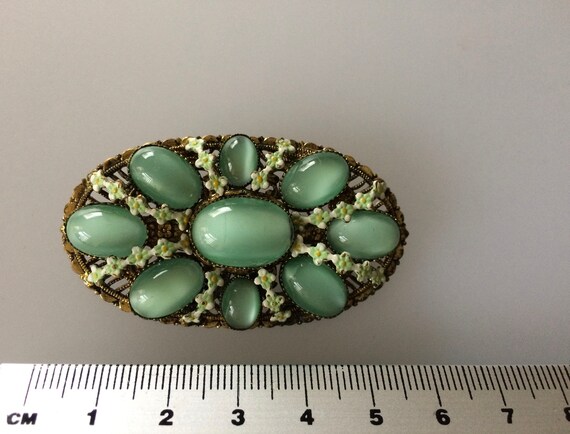 Neiger Bros Czech Cats Eye Pin Brooch. 1930-40's Czec… - Gem