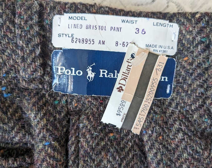 Polo Ralph Lauren Pants 36 Bristol Tweed !00% Wool Vintage Herringbone ...