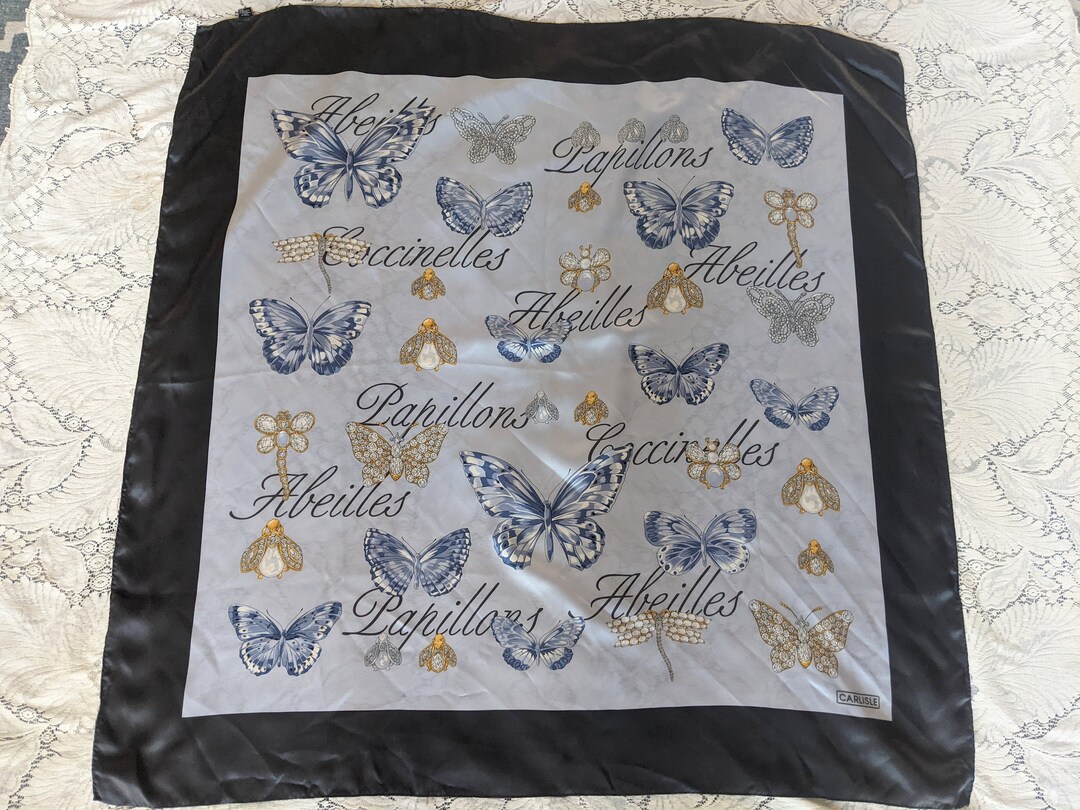 Gorgeous Carlisle Silk Scarf Butterfly Papillon Jeweled Butterflies ...