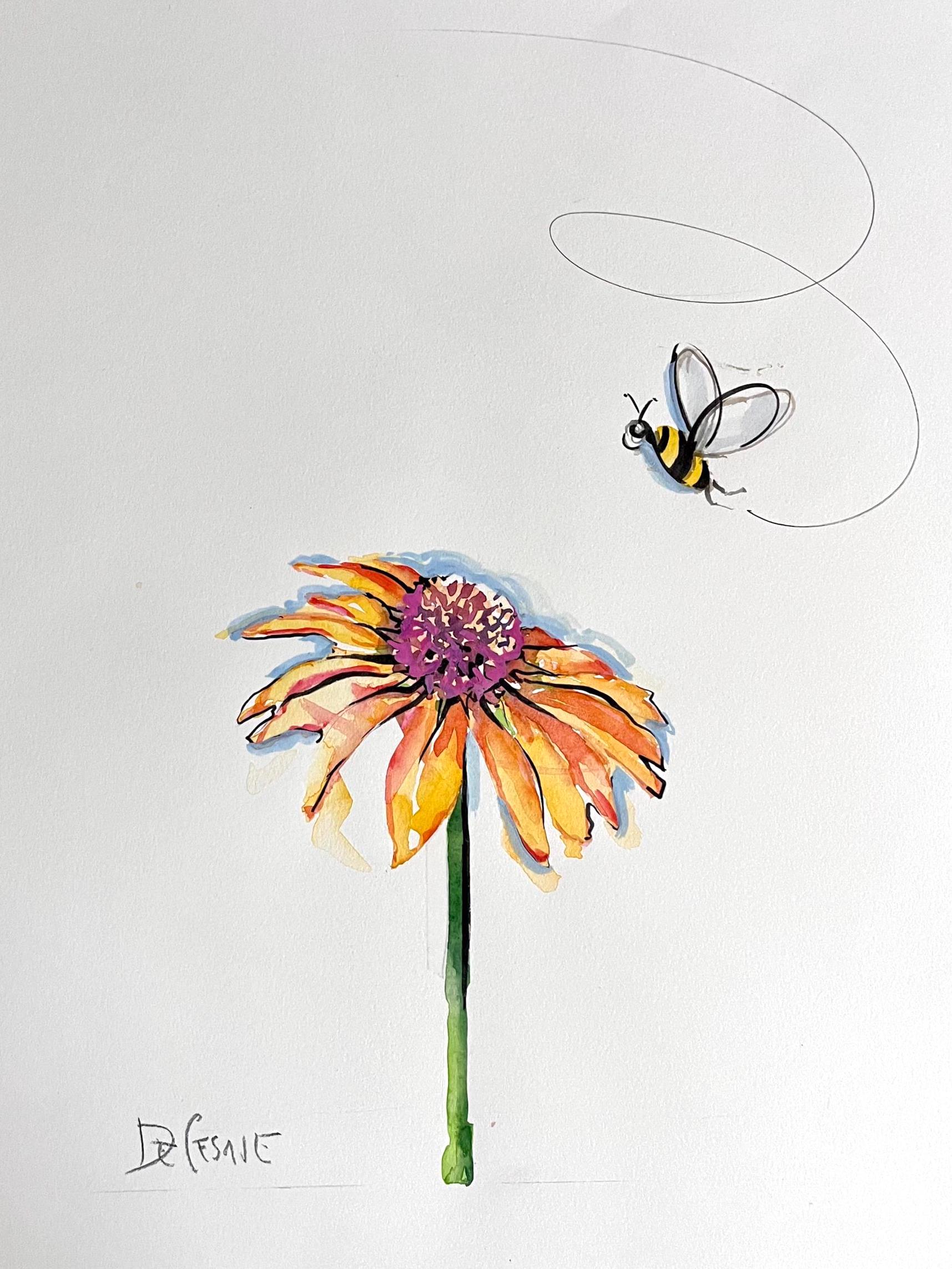 Original Painting of Sunflower With Bee - Etsy