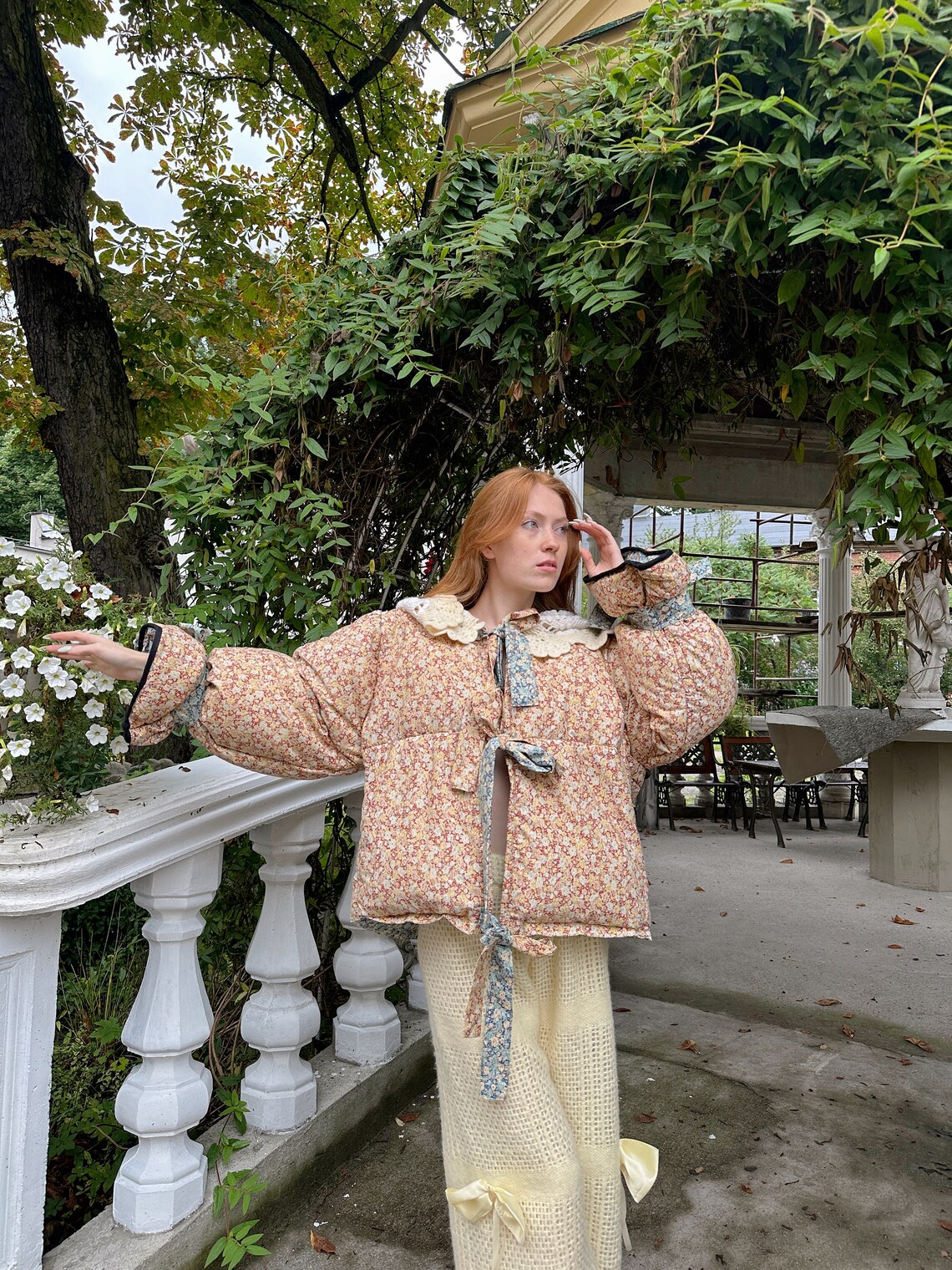 Feather Down Coat Vintage Fabric Reworked Duvet Dreamy - Etsy