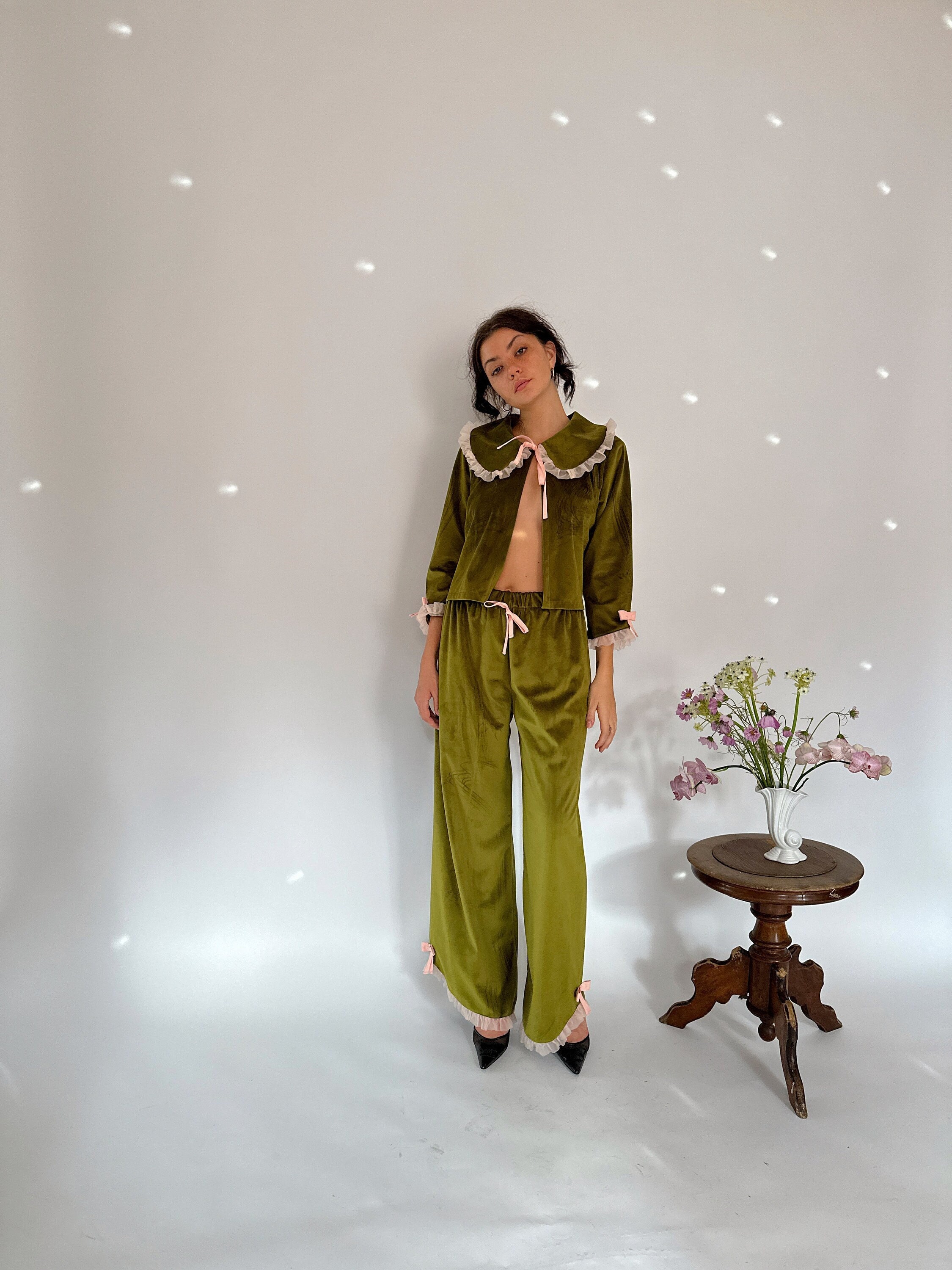 Green Velvet Blazer Coquette Dollette - Etsy