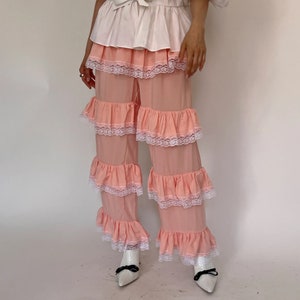 Ruffle Trousers With Lace - Etsy