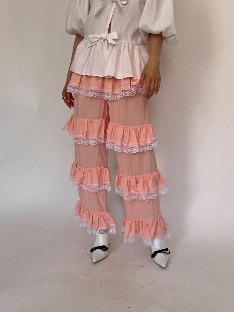Ruffle Trousers With Lace - Etsy