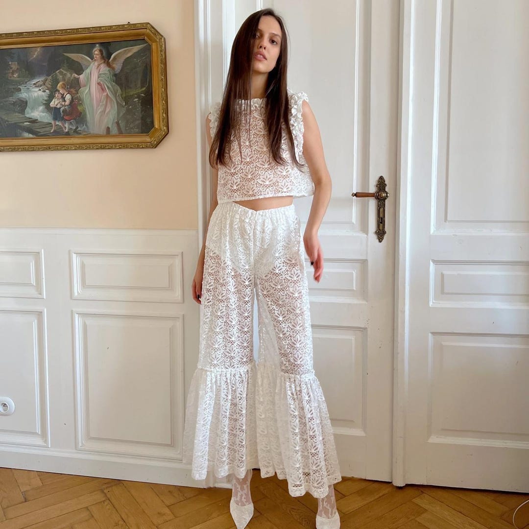 White Reworked Lace Set - Etsy