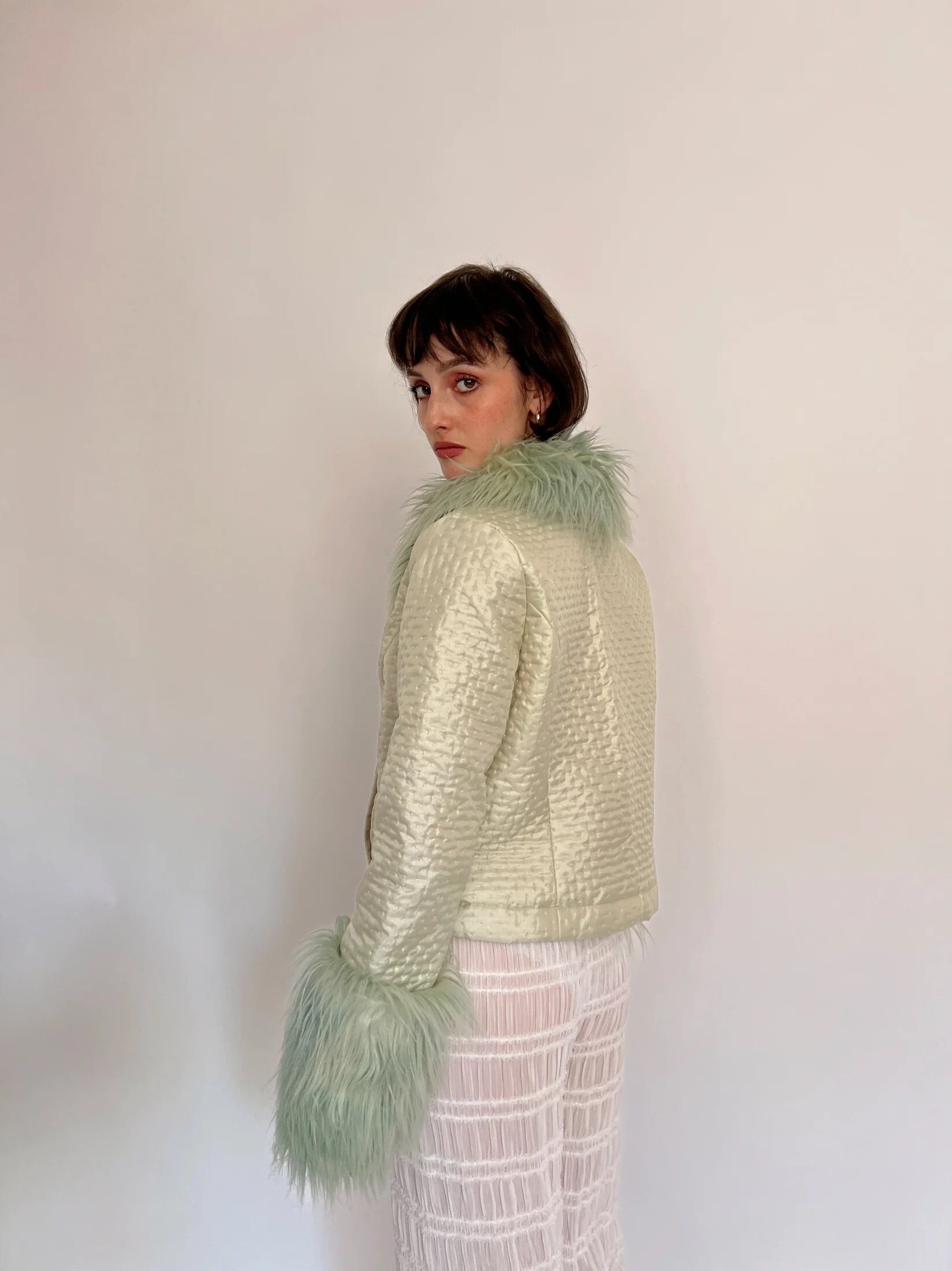 Sage Green Faux Fur Jacket - Etsy