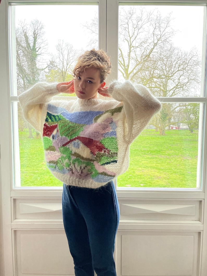 Vintage Handmade Mohair Jumper Landscape 1980s - Etsy
