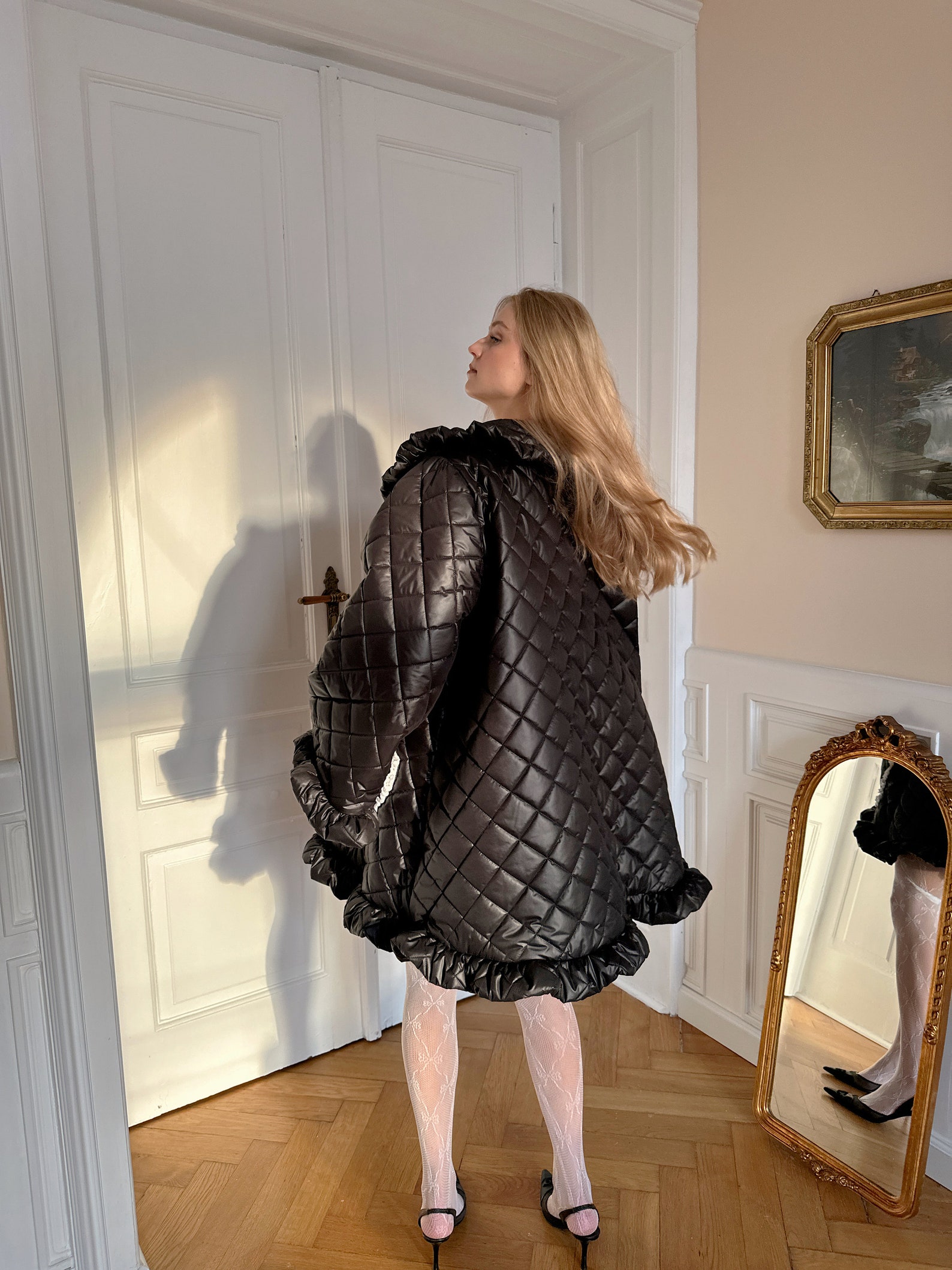 Ruffle Oversized Raincoat in Black Dreamy Coquette Dollette - Etsy