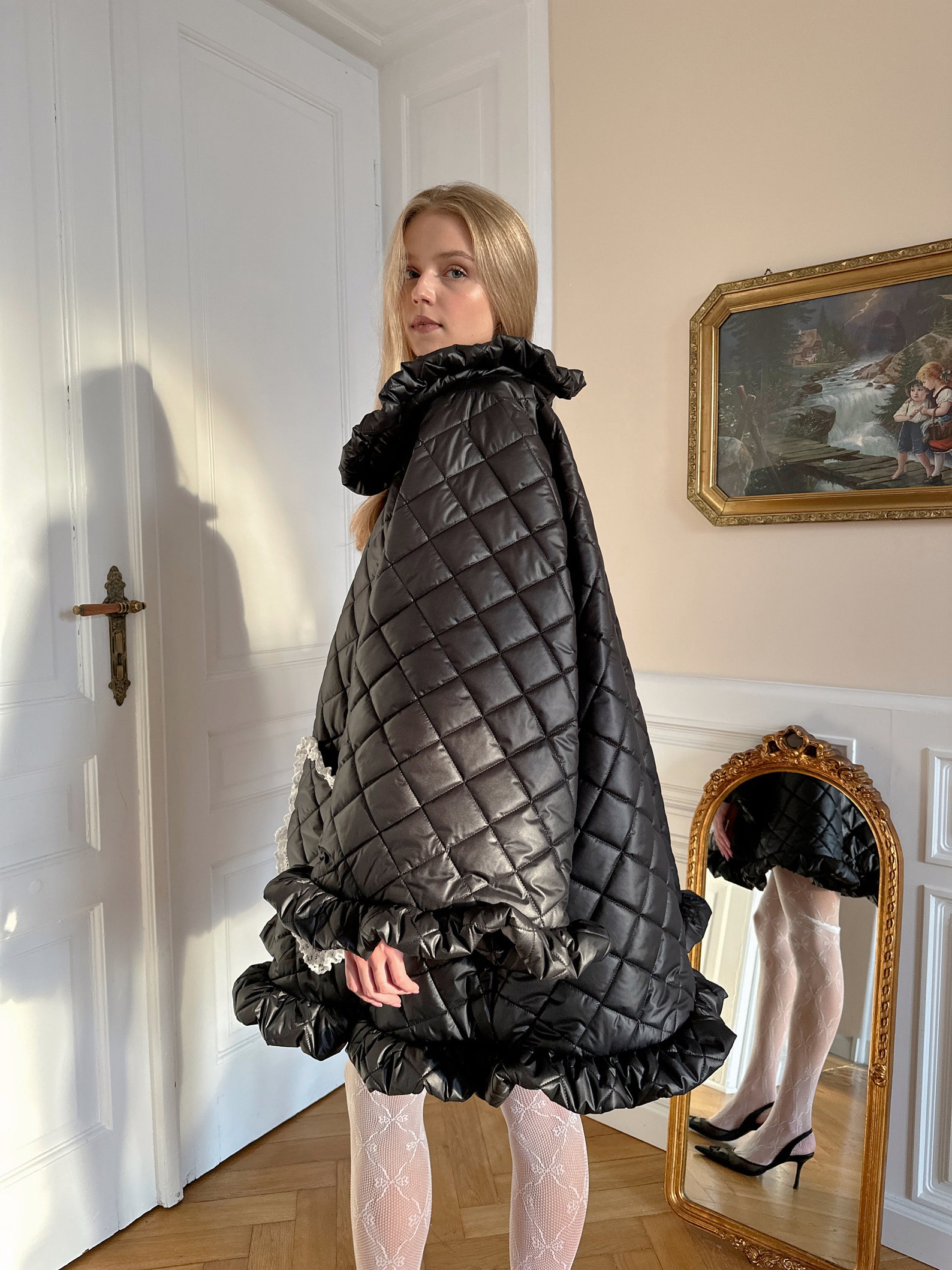 Ruffle Oversized Raincoat in Black Dreamy Coquette Dollette - Etsy