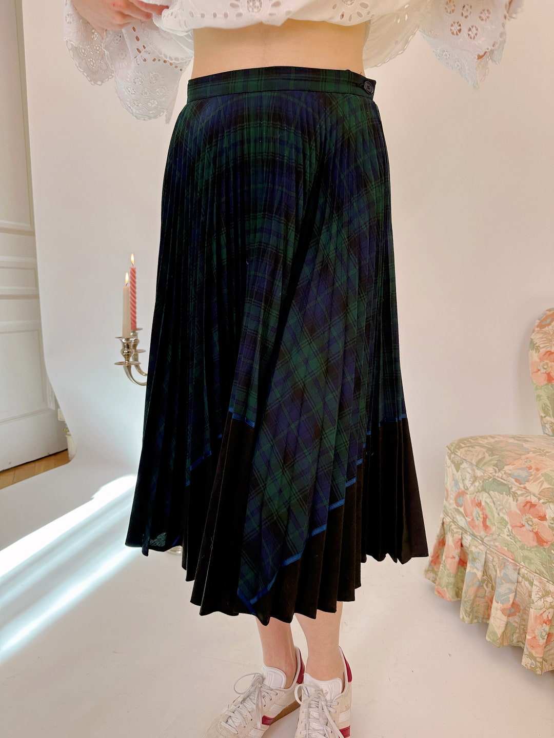 Reworked Pleated Checkered Skirt - Etsy
