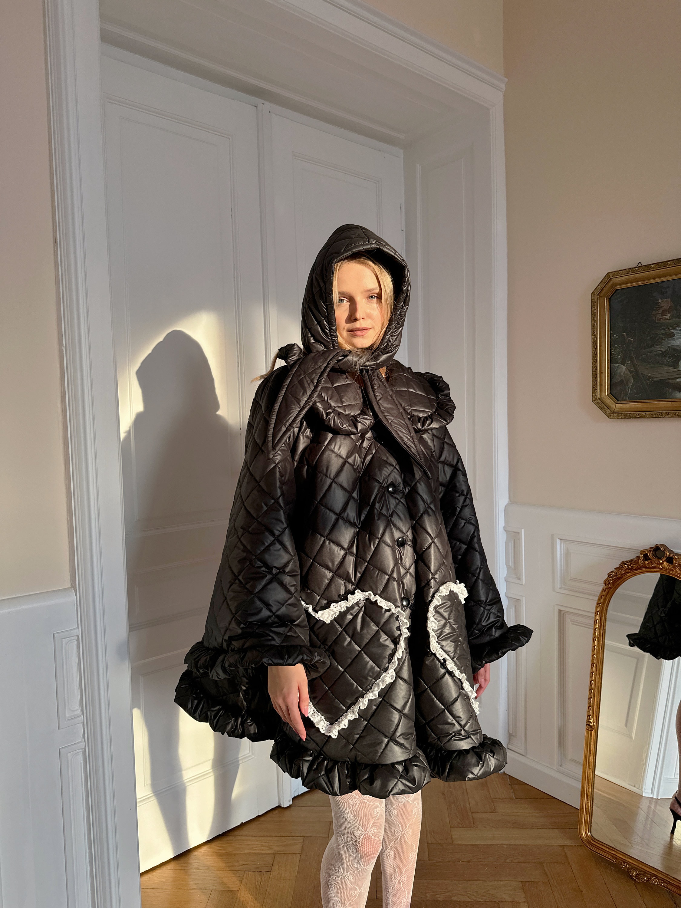 Ruffle Oversized Raincoat in Black Dreamy Coquette Dollette - Etsy