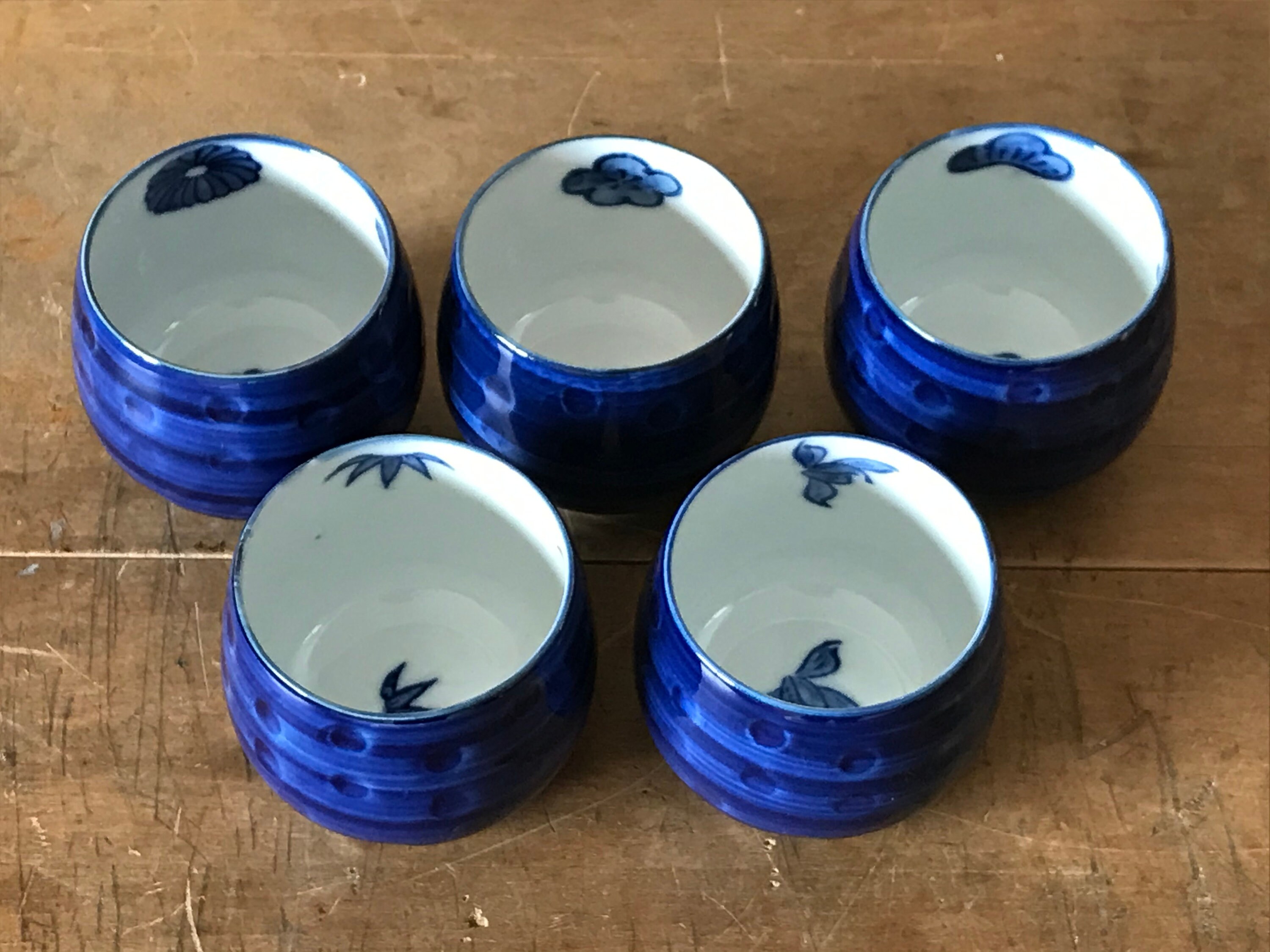 Japanese Blue Tea Cups With 5 Traditional Patterns Set of 5 - Etsy