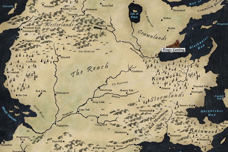 GOT map Westeros Map Essos map Archival Paper Canvas Print | Etsy