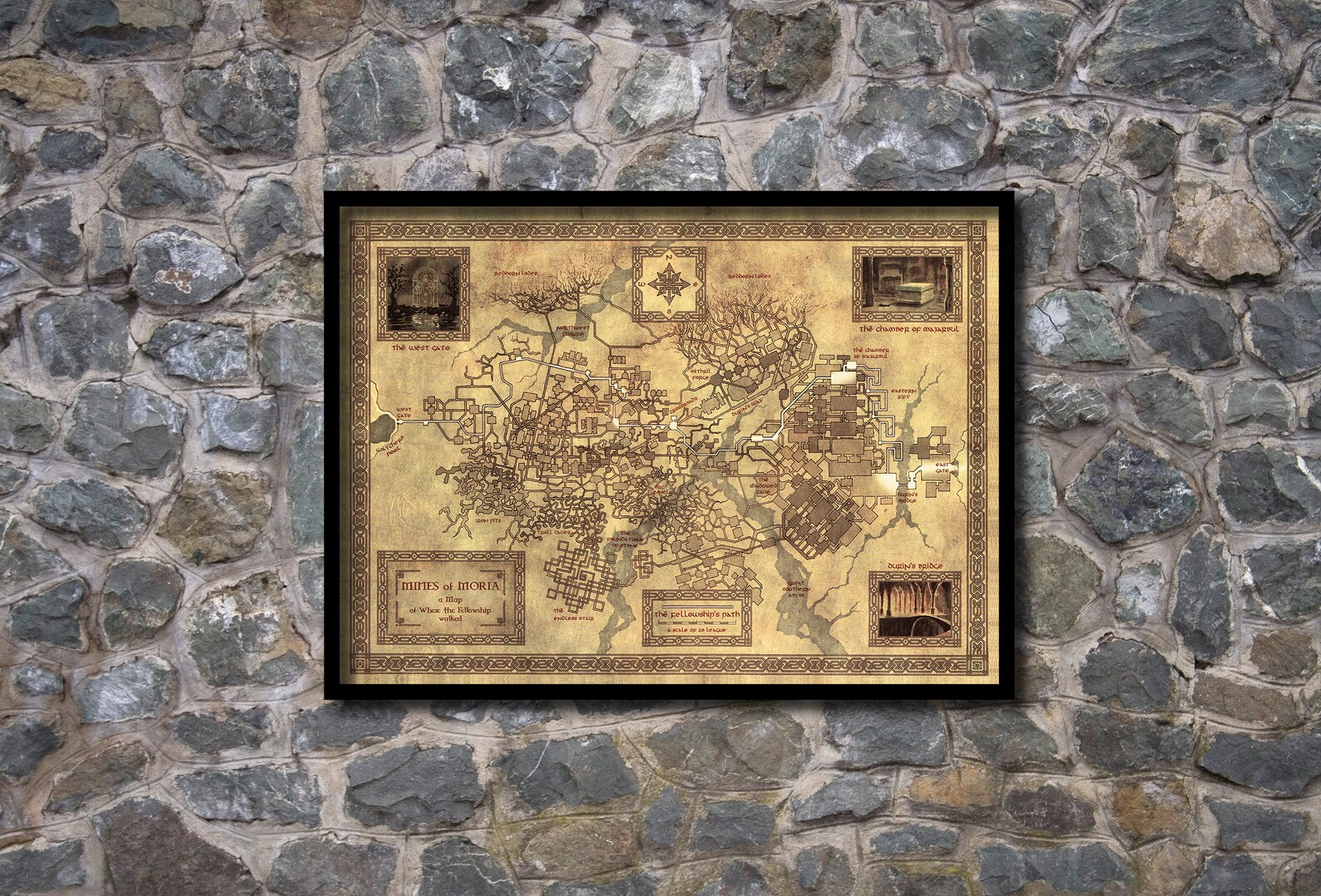Moria Map Middle Earth map Canvas Print Fantasy Wall Art | Etsy