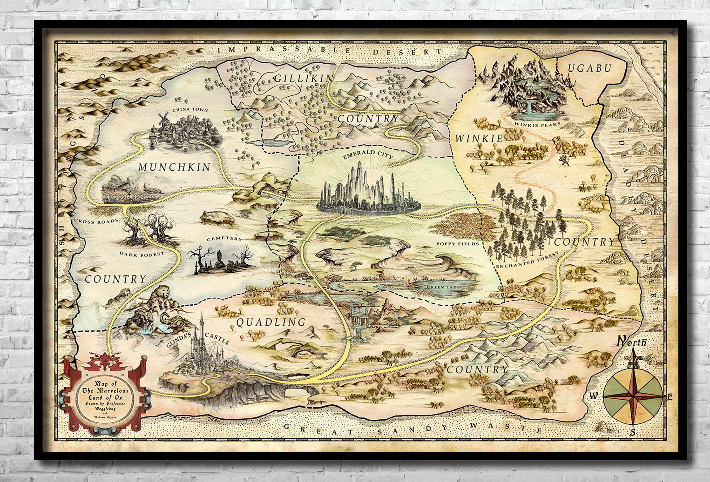 World of Oz Map Wizard of Oz gifts Yellow brick road | Etsy