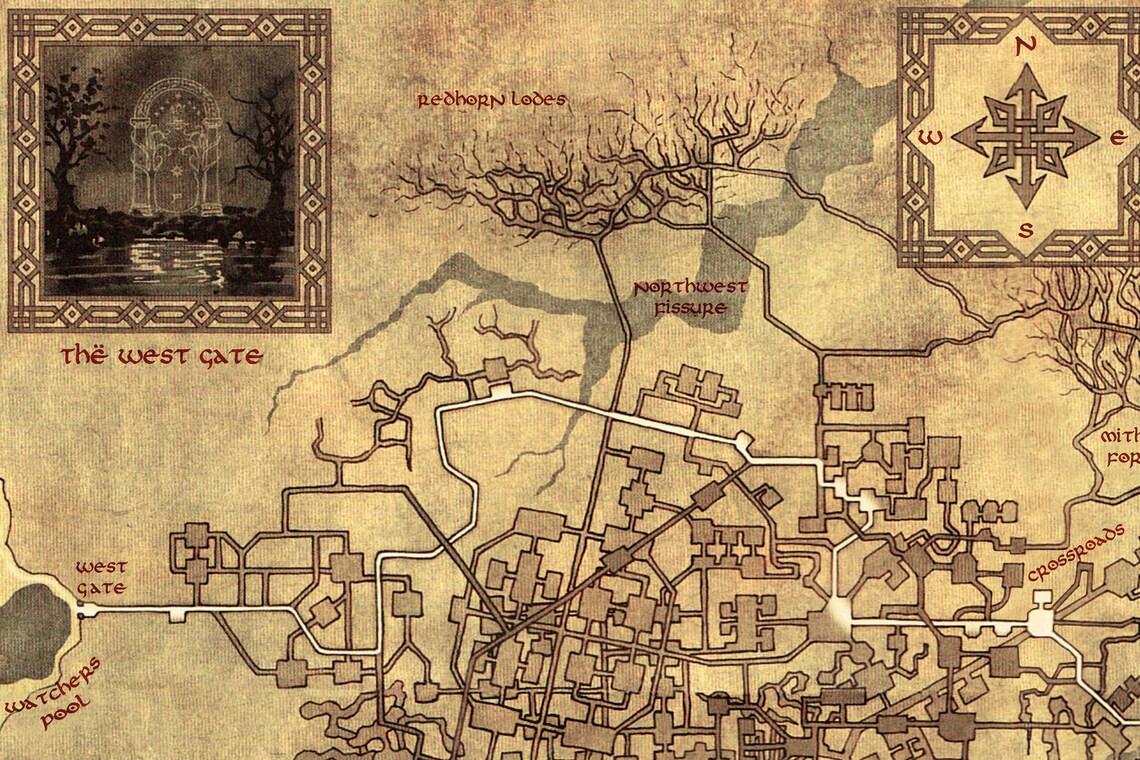 Moria Map Middle Earth map Canvas Print Fantasy Wall Art | Etsy